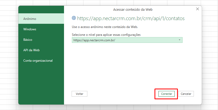 Microsoft Excel via API – Central de Ajuda | NectarCRM