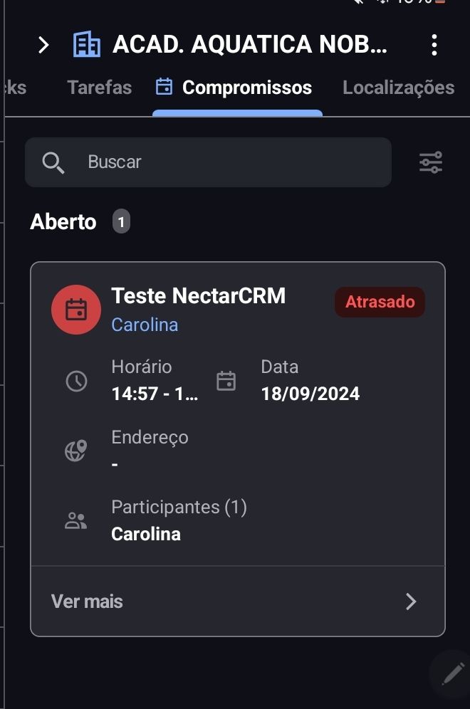 Modo Offline: Compromissos – Central de Ajuda | NectarCRM