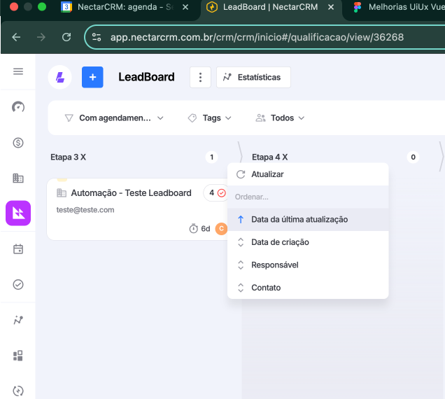 Como os Leads são organizados no Leadboard? – Central de Ajuda | NectarCRM